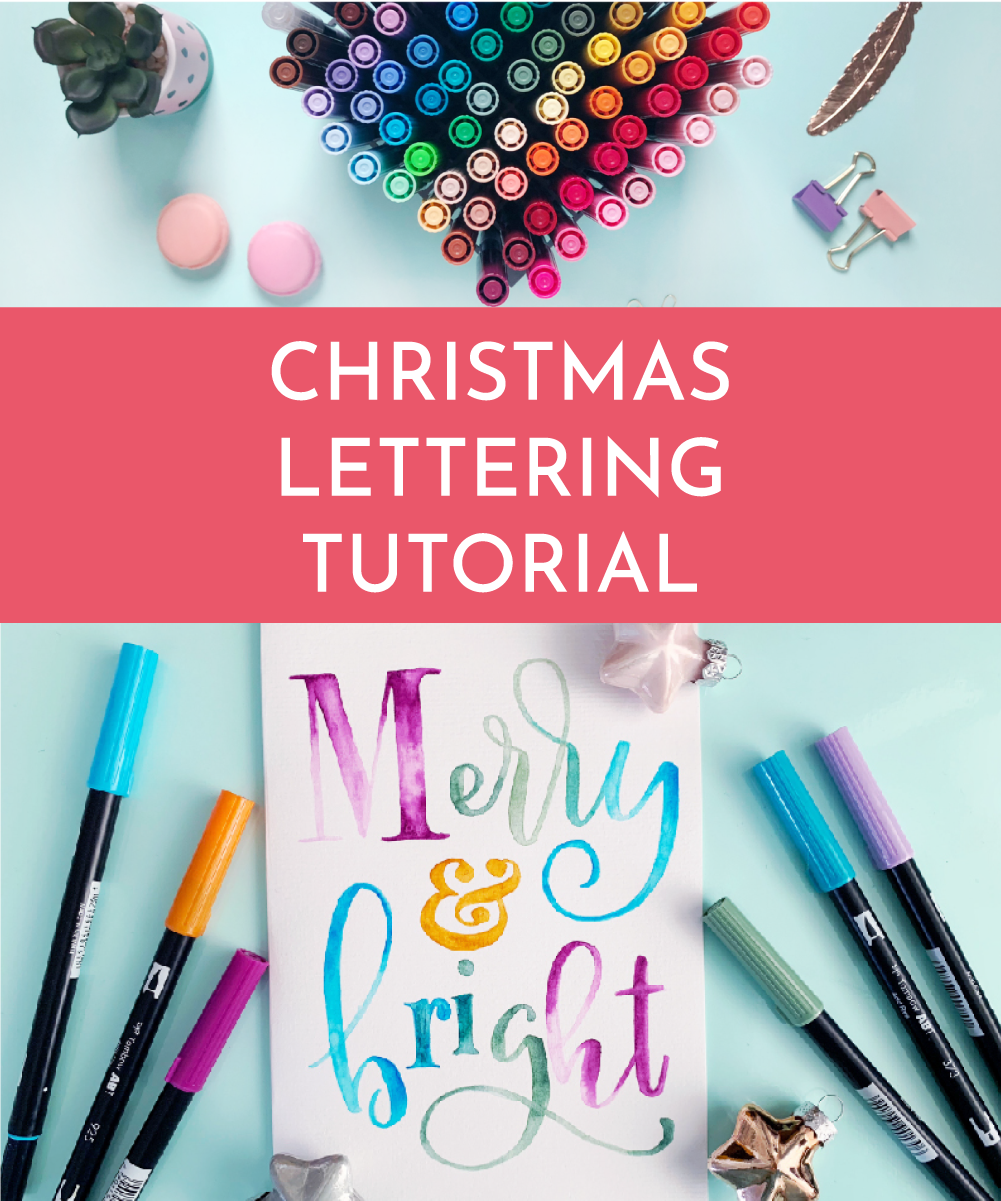 Watercolour Christmas Lettering Tutorial - Rebecca Flaherty